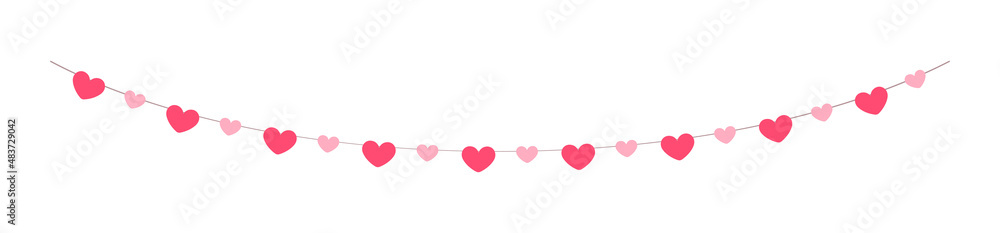 Valentine's Day heart banner bunting clipart vector illustration Stock ...