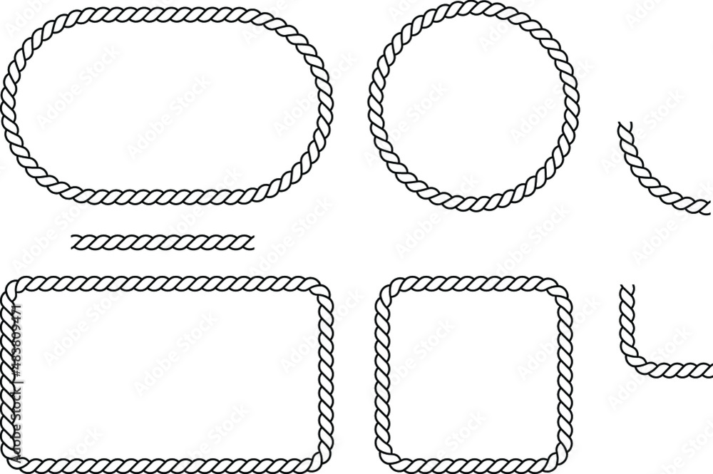 Rope Frame Outline Clipart Set - Circle, Square, Rectangle and Oval ...