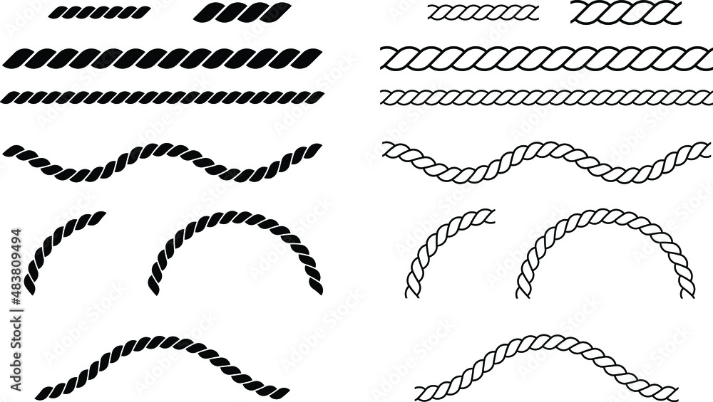 Decorative Rope Design Element Clipart Set - Straight, Wavy and Curved ...