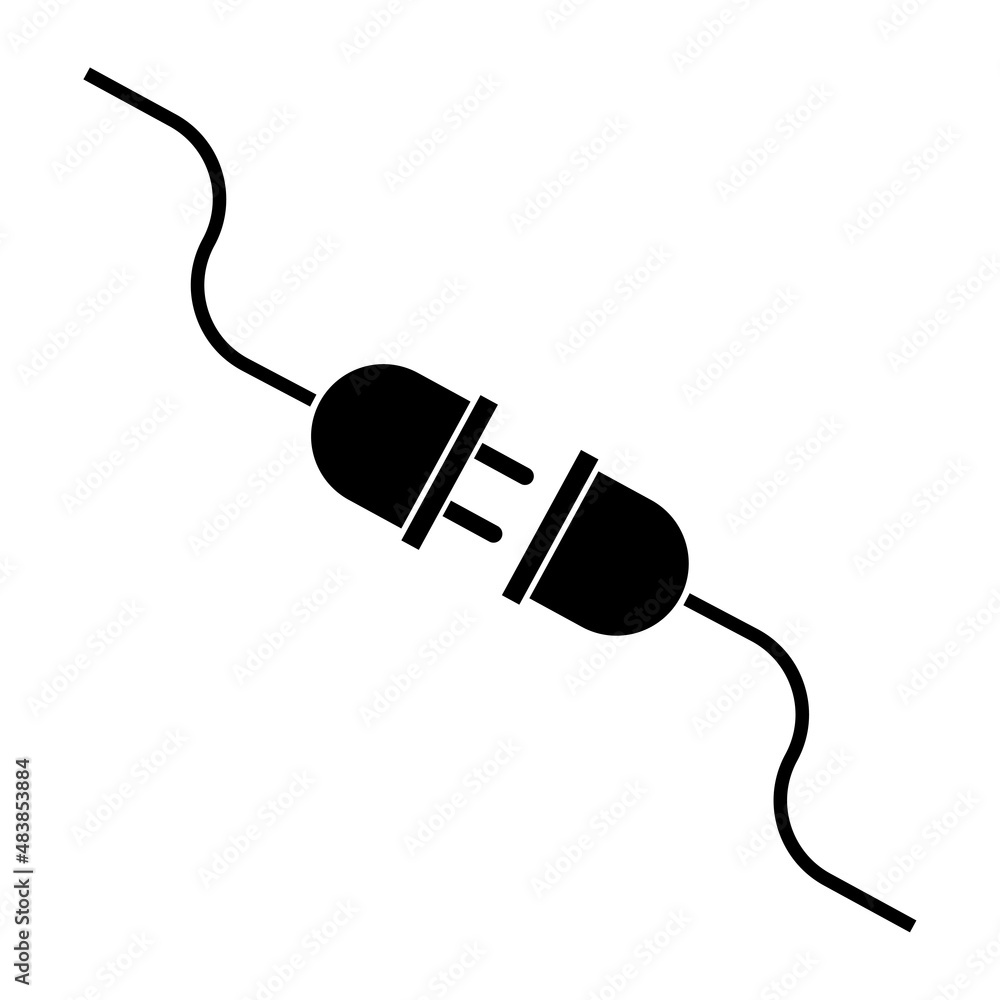 Electric socket with plug. Connect cable. Energy symbol. Simple art ...