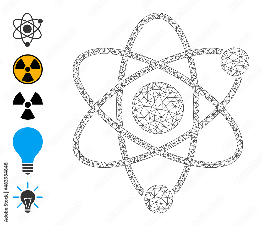 Vector atomic mesh icon structure. Abstract flat mesh atomic, built ...