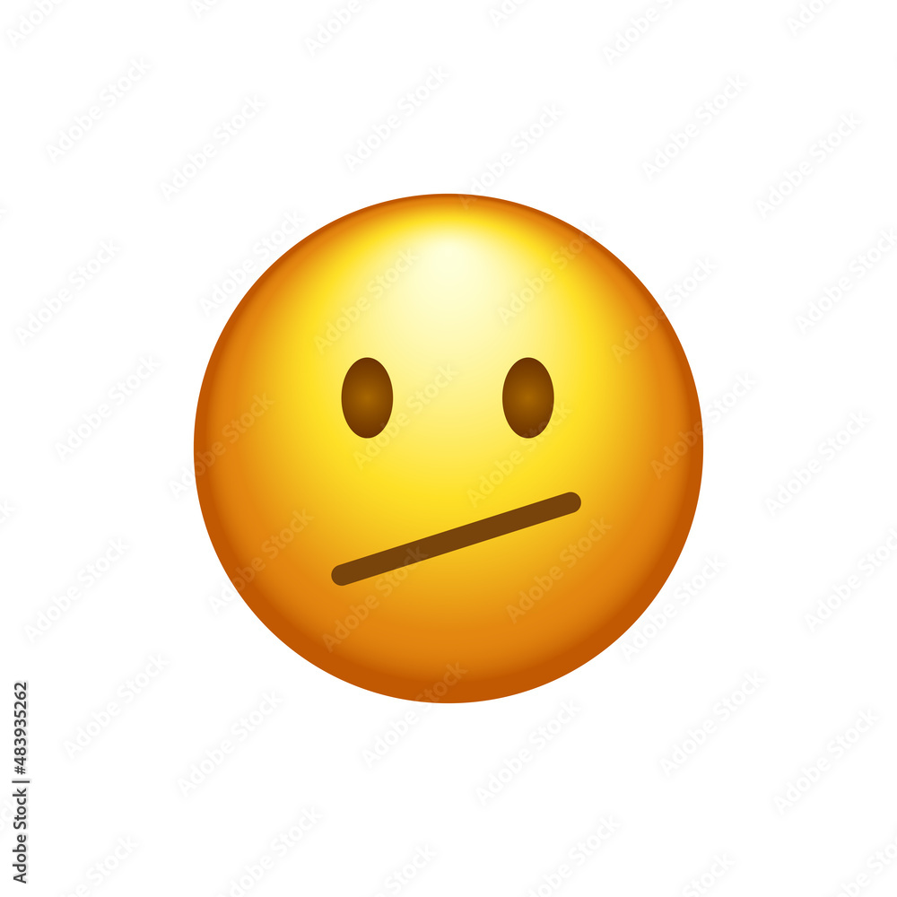 Face with diagonal mouth social media emoji isolated on white ...