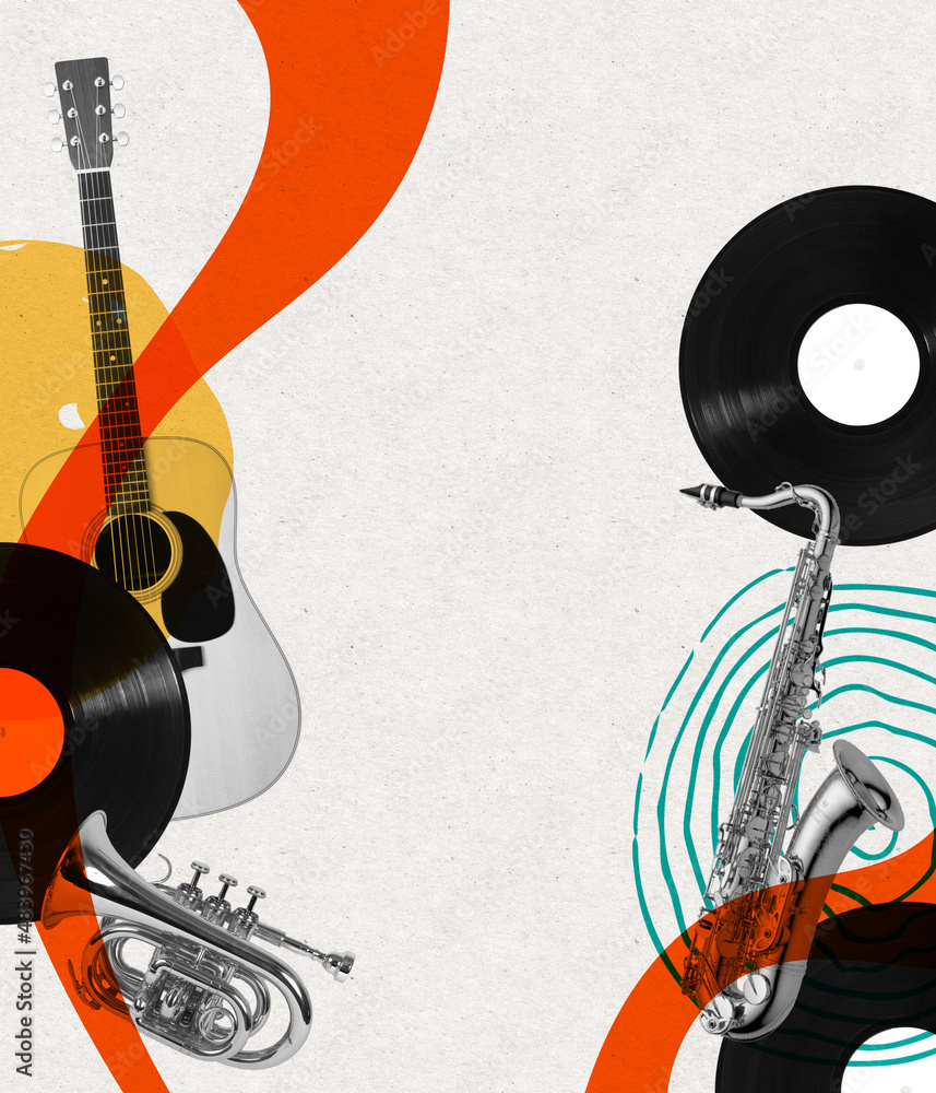 Contemporary art collage. Concept of music lifestyle, creativity ...