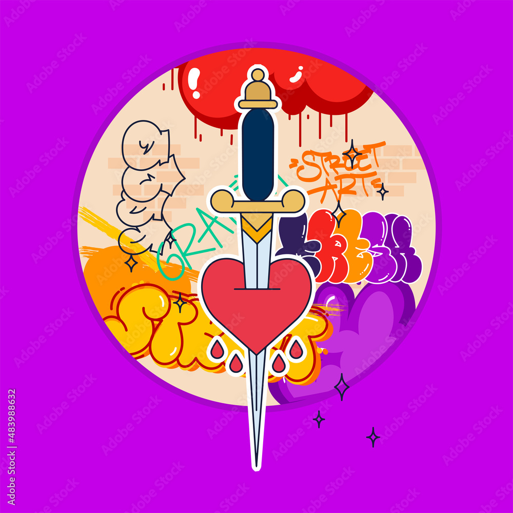 vector sword piercing heart concept Stock Vector | Adobe Stock