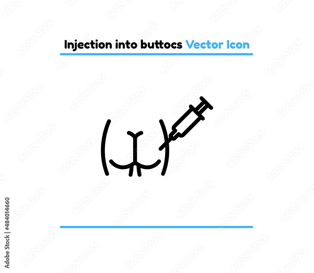 Intramuscular injection vector outline icon illustration. Intramuscular ...