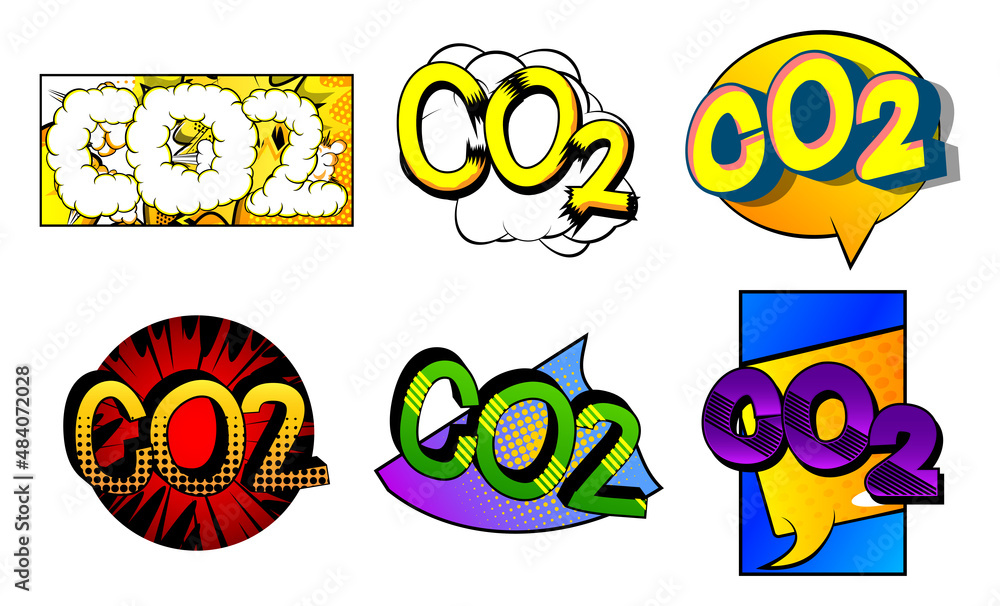 CO2. Comic book word text on abstract comics background. Retro pop art ...