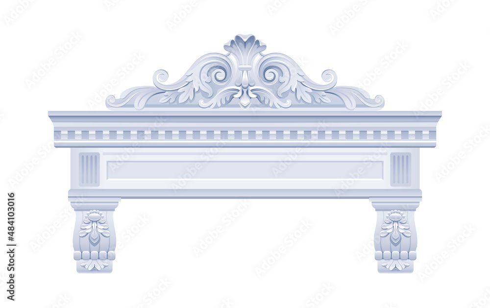 Vector arch. Antique vintage frame. Classic white baroque portal ...