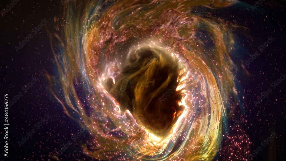 Hypnotic space particle nebula cloud. Concept 3D illustration of ...