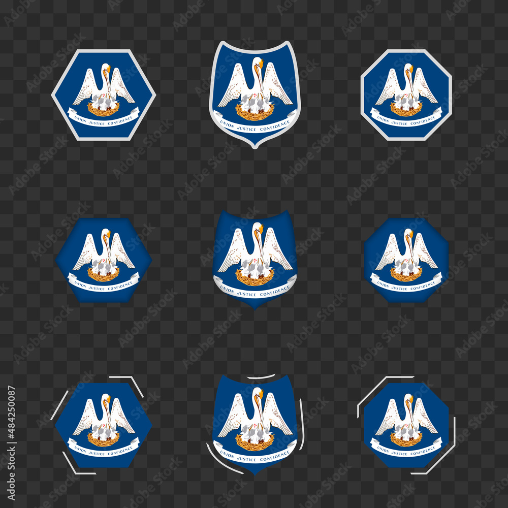 National symbols of Louisiana on a dark transparent background, vector ...