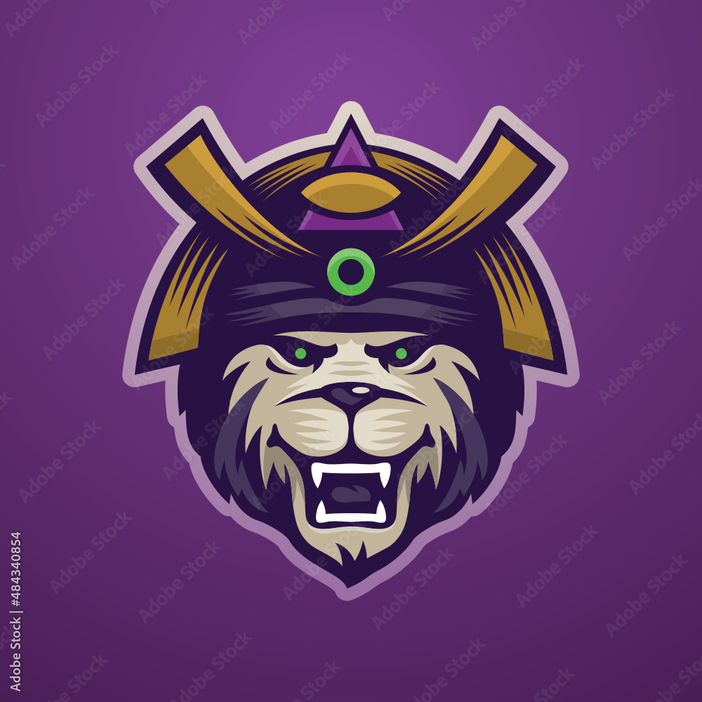 Lion Head Samurai Logo Vector Stock Vector | Adobe Stock
