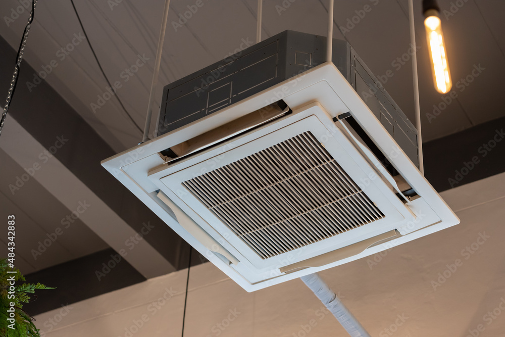 air condition hanging from ceiling. cassette type air conditioner ...