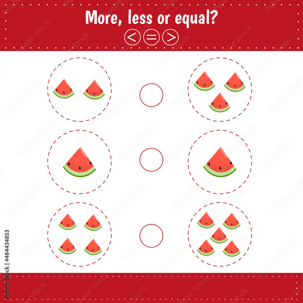Stock-Vektorgrafik „More, less or equal. Count and compare the number ...