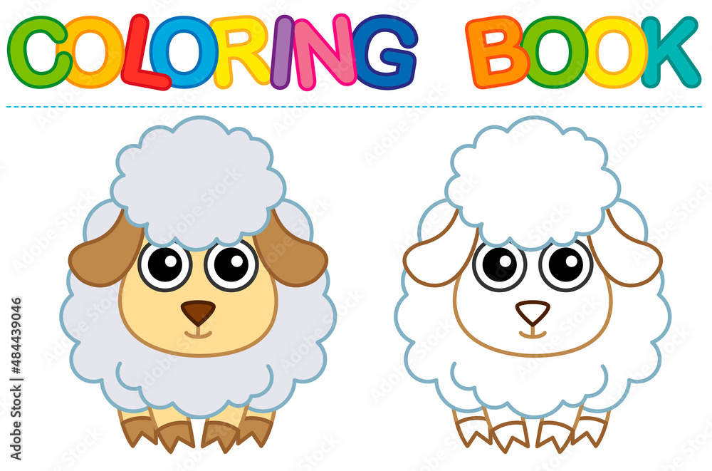 Coloring page funny sheep. Vector coloring book for childrens activity ...