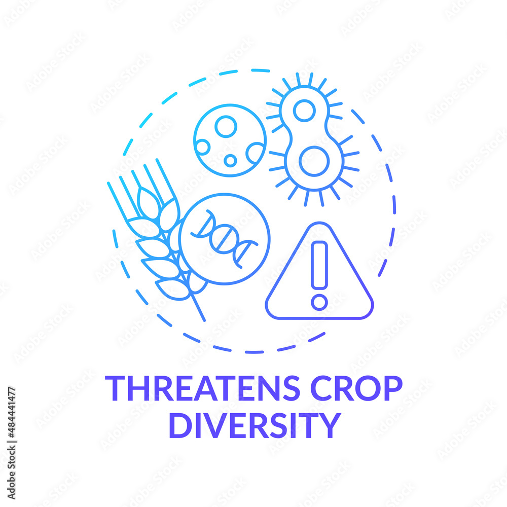 Threatens crop diversity blue gradient concept icon. Cross pollination ...