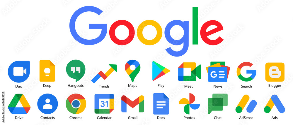 Stockvector Google icons set. Google product icon on a white background ...