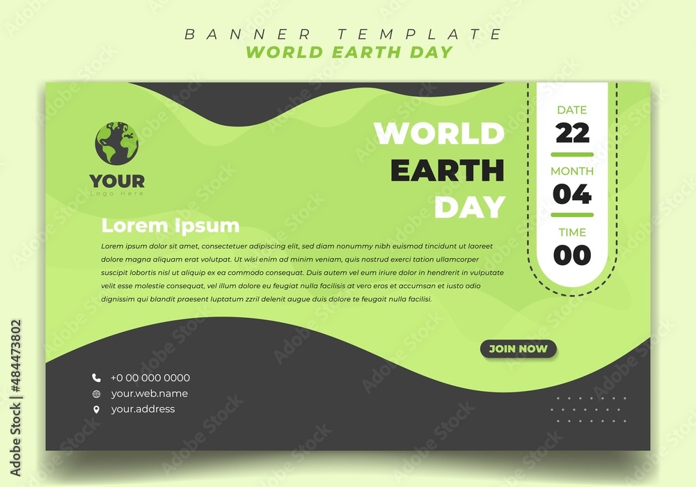World earth day template in landscape background. Social media template ...