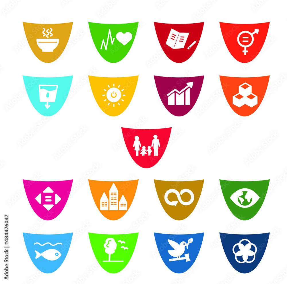 17 Sustainable Development Goals, Agenda 2030. Set of isolated icons ...
