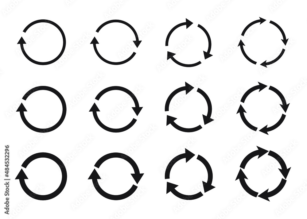 Circle arrows. Round reload or repeat icon, rotate arrow and spinning ...