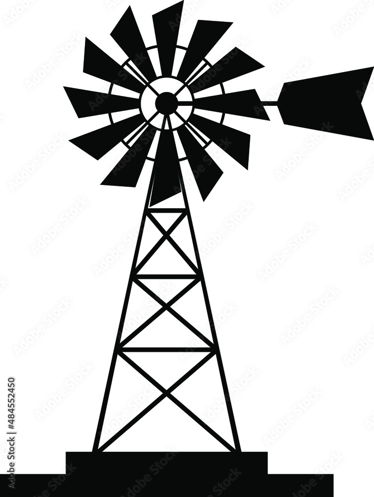 Vector de Stock water pump windmill icon. water pump wind turbine ...