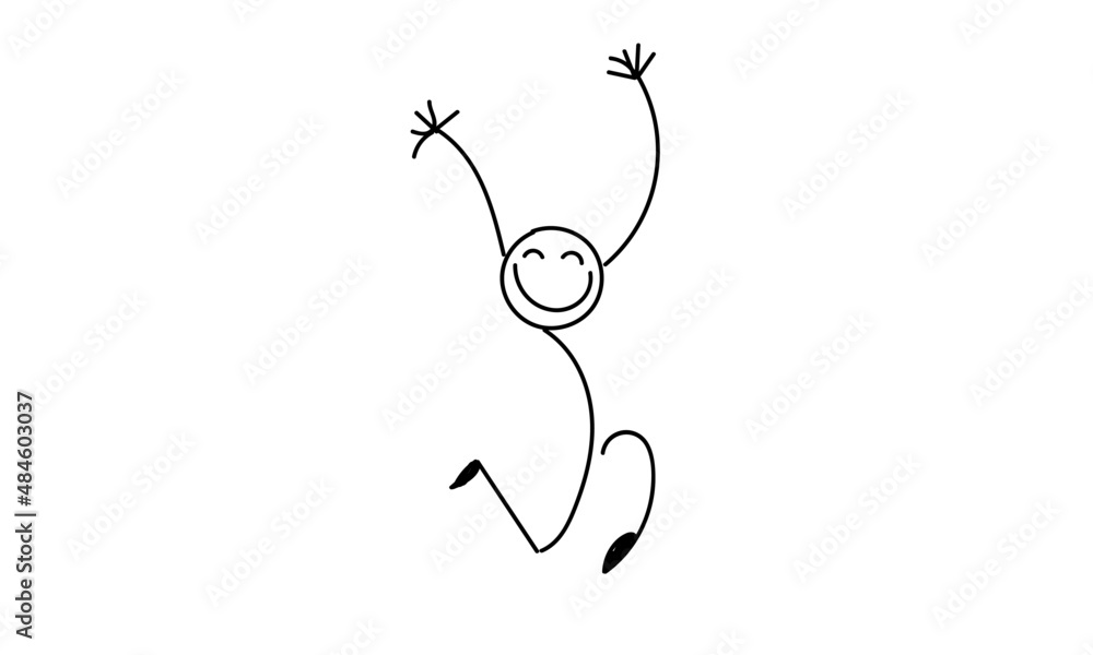 Happy Stick Figure vector illustration. Cartoon icon. Stock Vector ...
