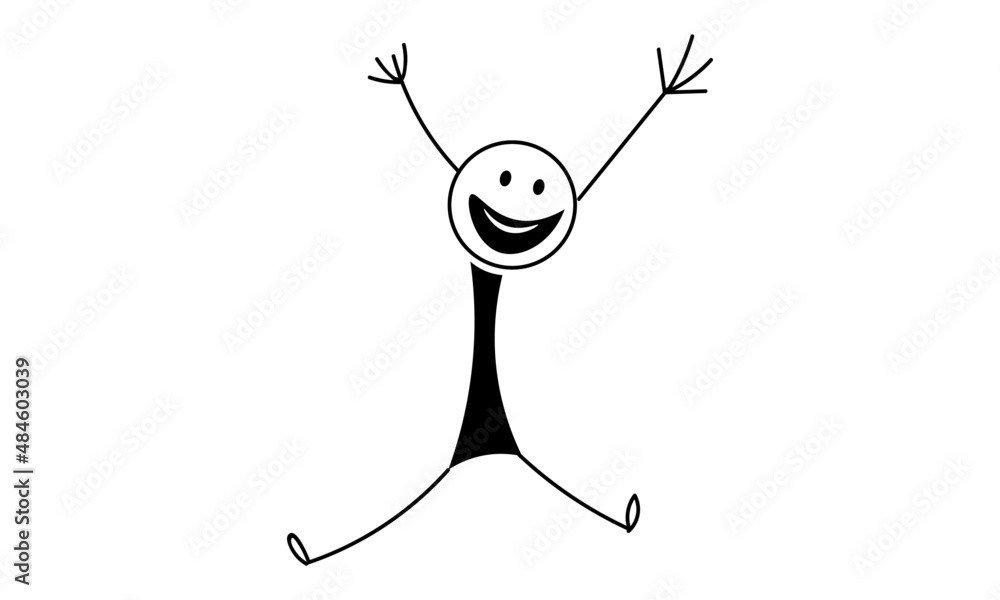 Happy Stick Figure vector illustration. Cartoon icon. Stock Vector ...