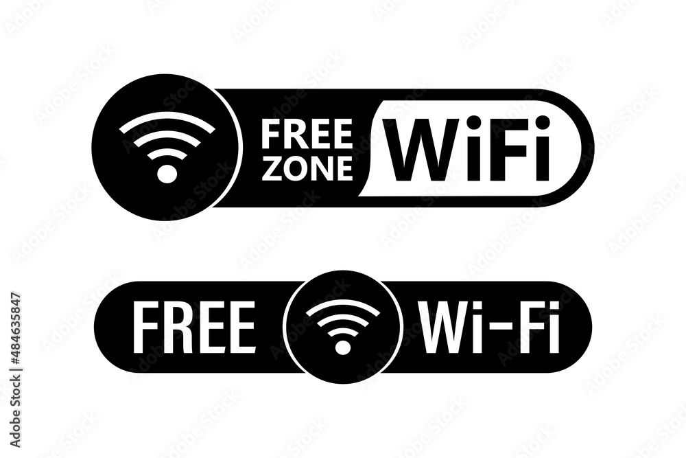 Wi-Fi Hotspot Internet, two monochromatic signs or buttons isolated on ...