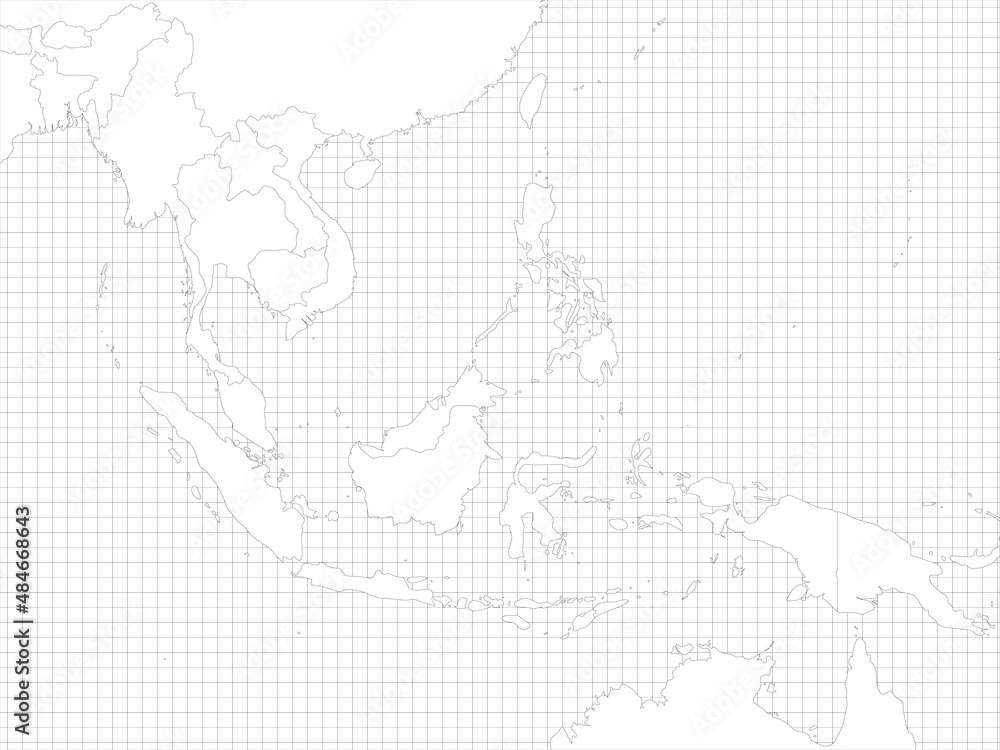 Southeast Asia simple outline blank map Stock Vector | Adobe Stock