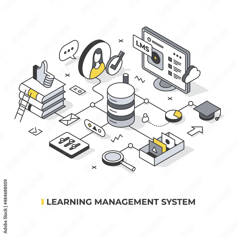 Learning Management System Isometric Stock Vector | Adobe Stock