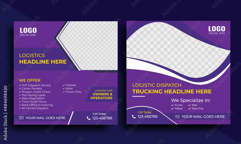 modern dispatch logistics trucks freight social media post, Trucking ...