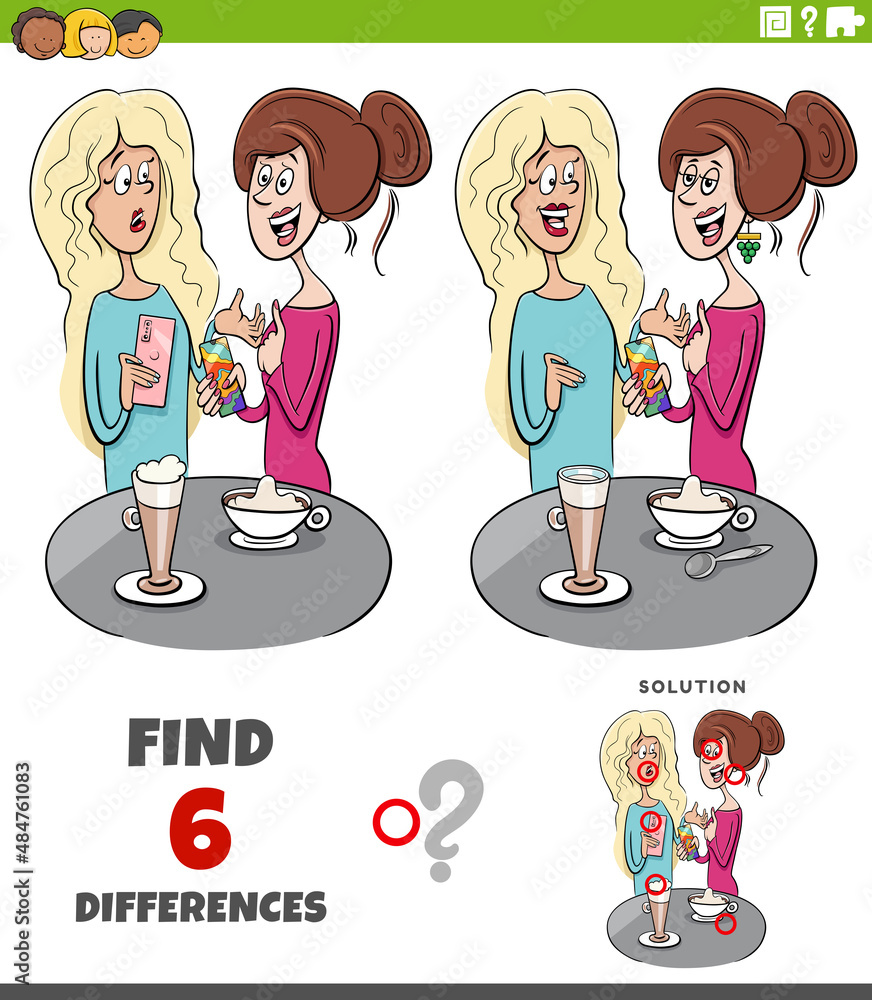 differences game with cartoon women talking Stock Vector | Adobe Stock