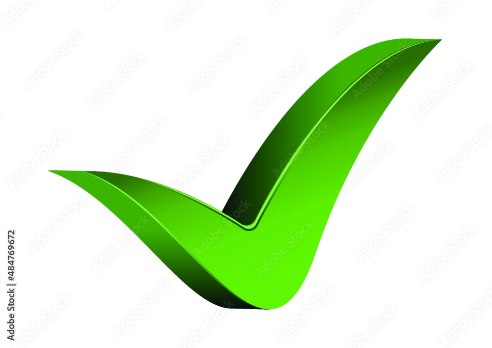 Green check mark icon. 3d verification symbol. green check mark ...