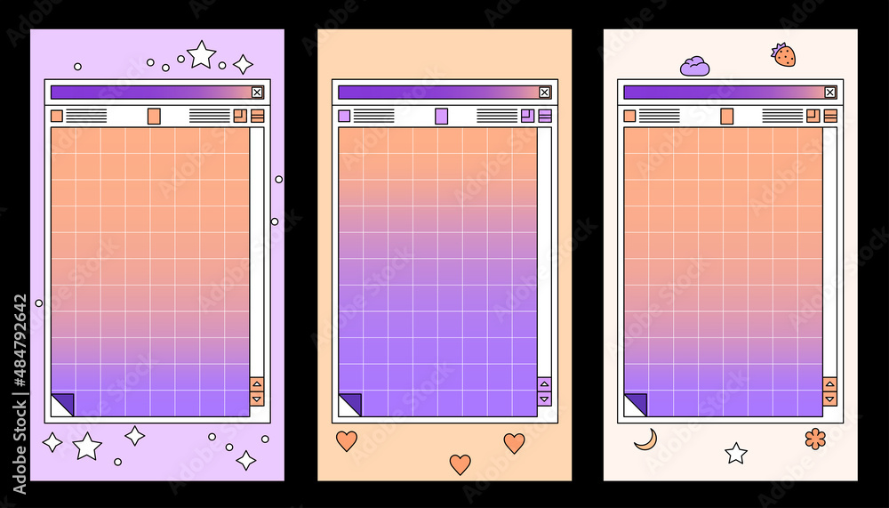 Stock-Vektorgrafik „Linear vaporwave Ig stories templates. Social media ...