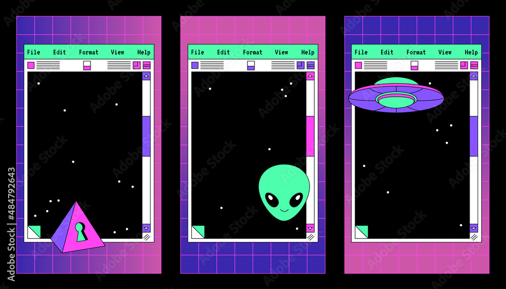 Linear vaporwave Ig stories templates. Social media set design ...