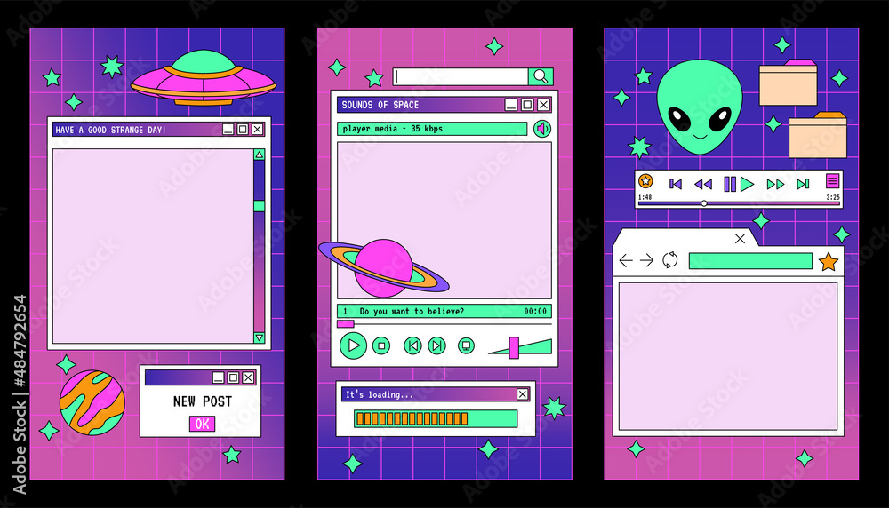 Linear vaporwave Ig stories templates. Social media set design ...