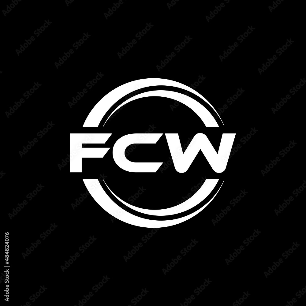 FCW letter logo design with black background in illustrator, vector ...