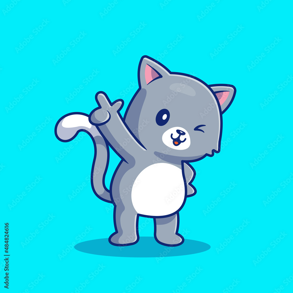 Cute Cat Pointing Cartoon Vector Icon Illustration. Animal Icon Concept ...