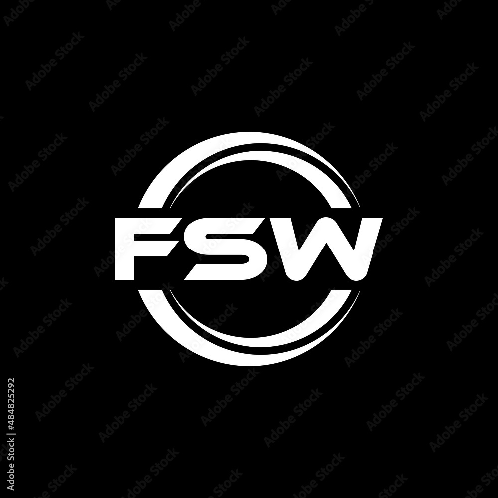 FSW letter logo design with black background in illustrator, vector ...