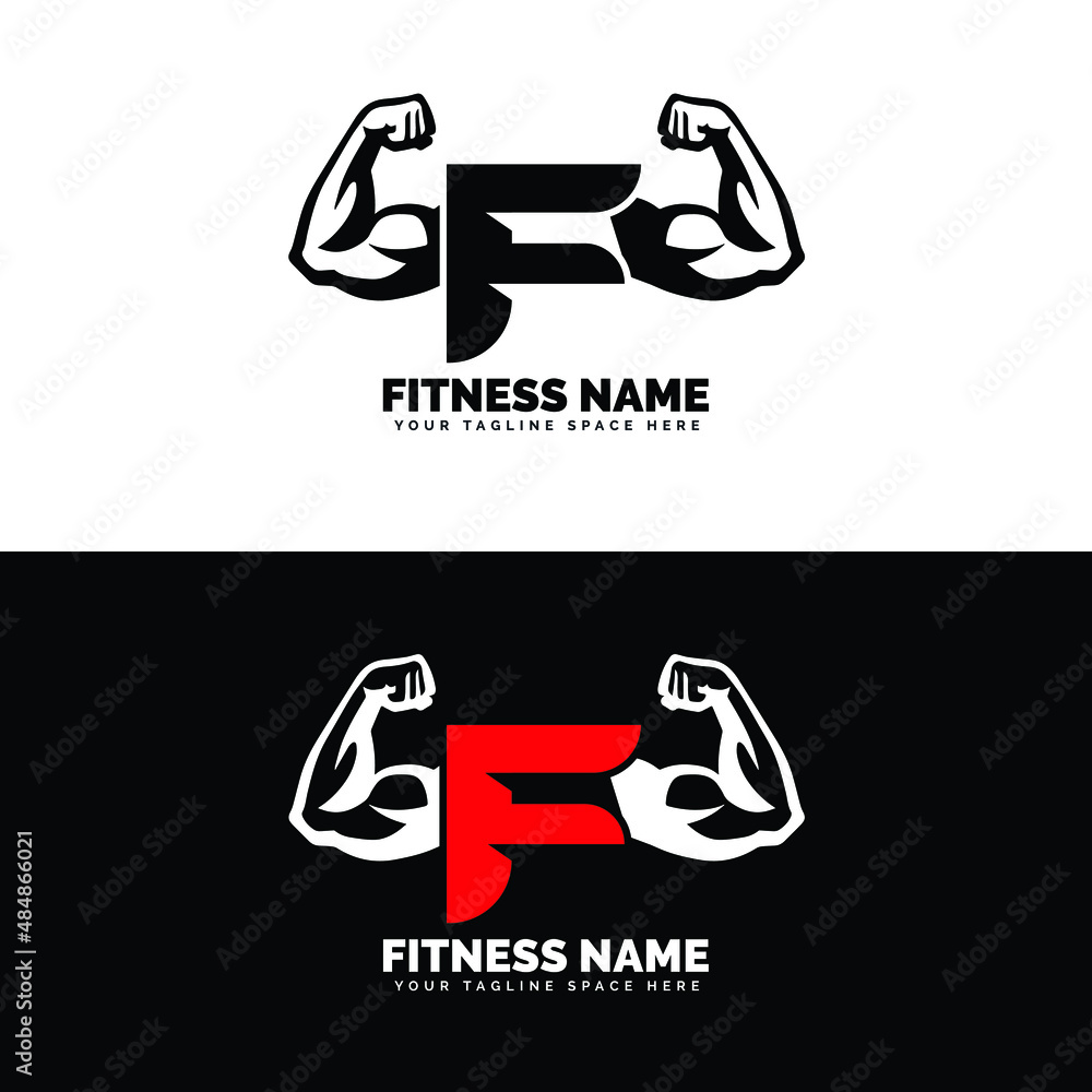 Muscular arm letter F logo design Letter "F" arm biceps in negative ...