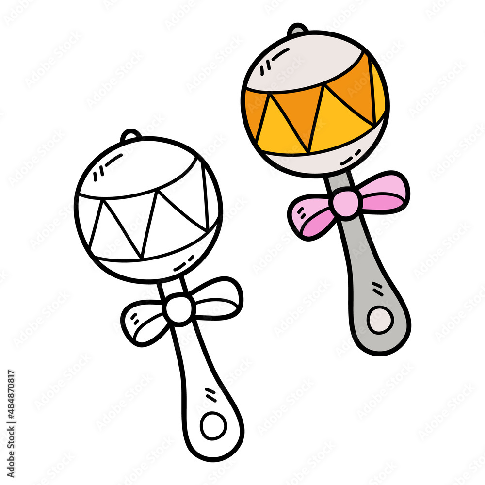 Vector illustration coloring page of doodle maracas for children and ...
