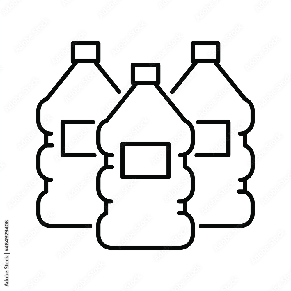 Vector illustration of gallon icon large clear plastic bottled mineral ...