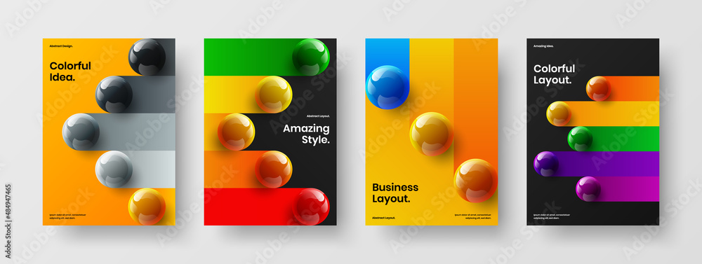 Colorful leaflet vector design layout collection. Geometric 3D spheres ...