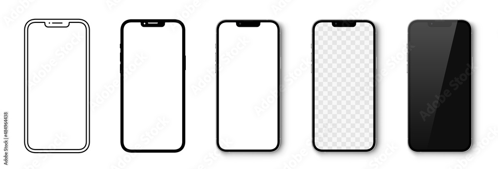 Realistic models smartphone with transparent screens. Smartphone mockup ...