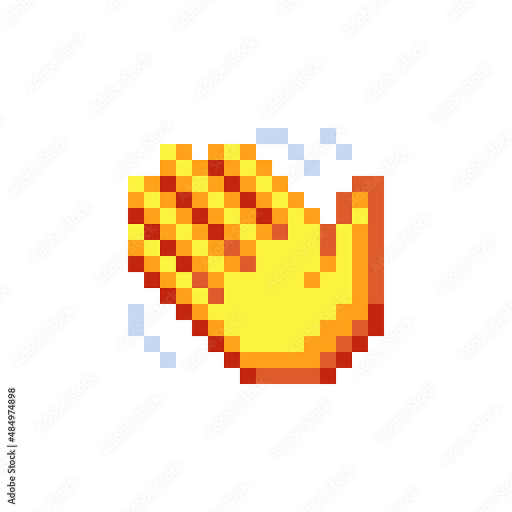เวกเตอร์ Stock Waving hand emoji. Pixel art style. Isolated vector ...