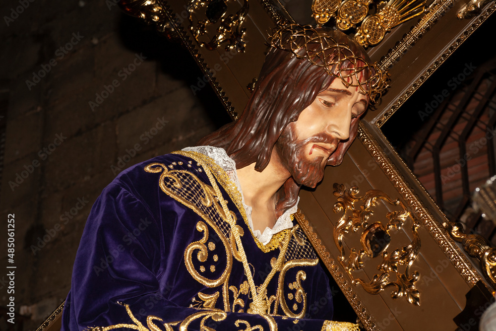 Typical images of the Spanish Holy Week. Procession of Jesus Christ on ...