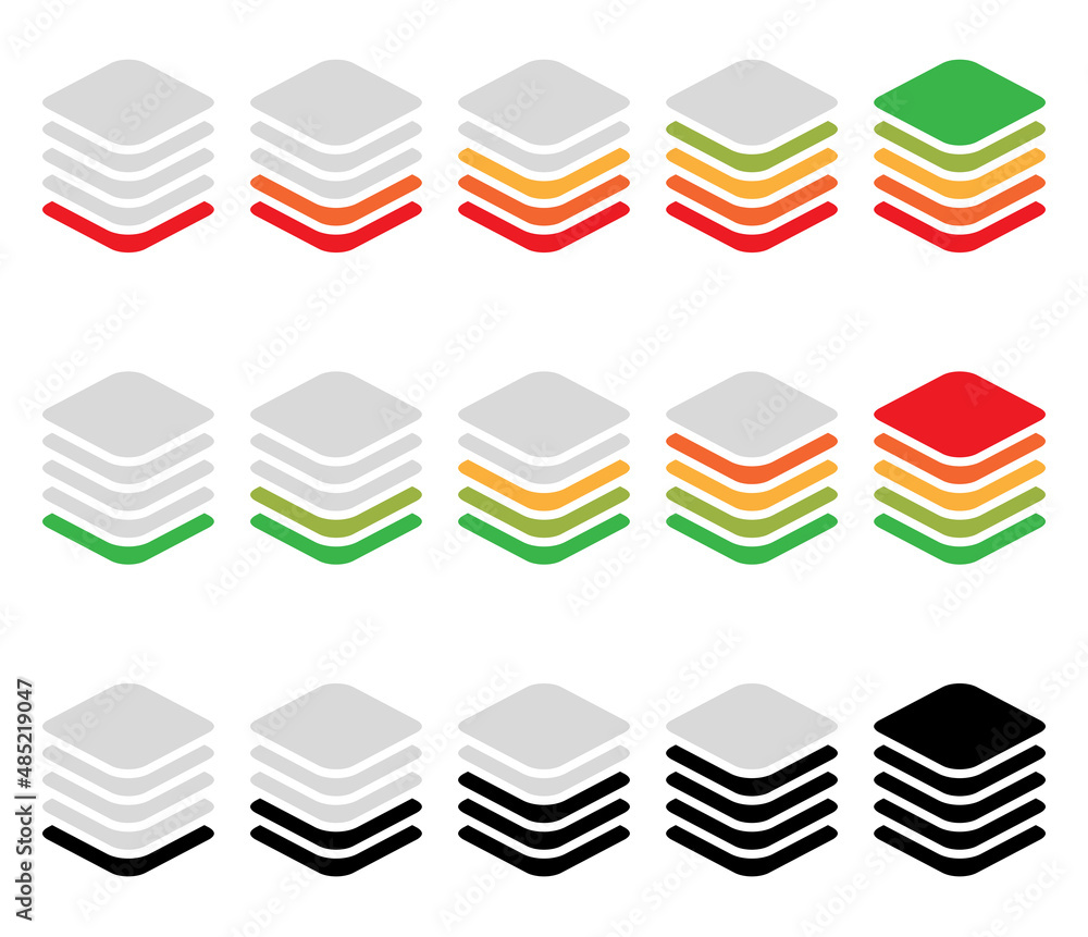 Progress bar. Steps, phases, level indicator. Yardstick meter. Rank ...