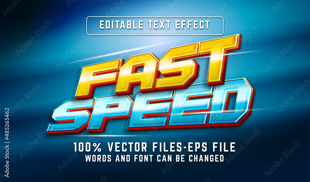 Fast speed 3d text effect. editable text effect premium vectors Stock ...