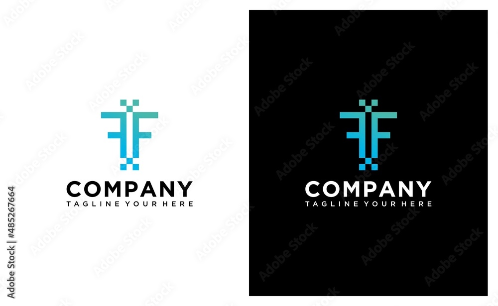 Letter FF Initial Logo designs with pixel texture Vector illustration ...
