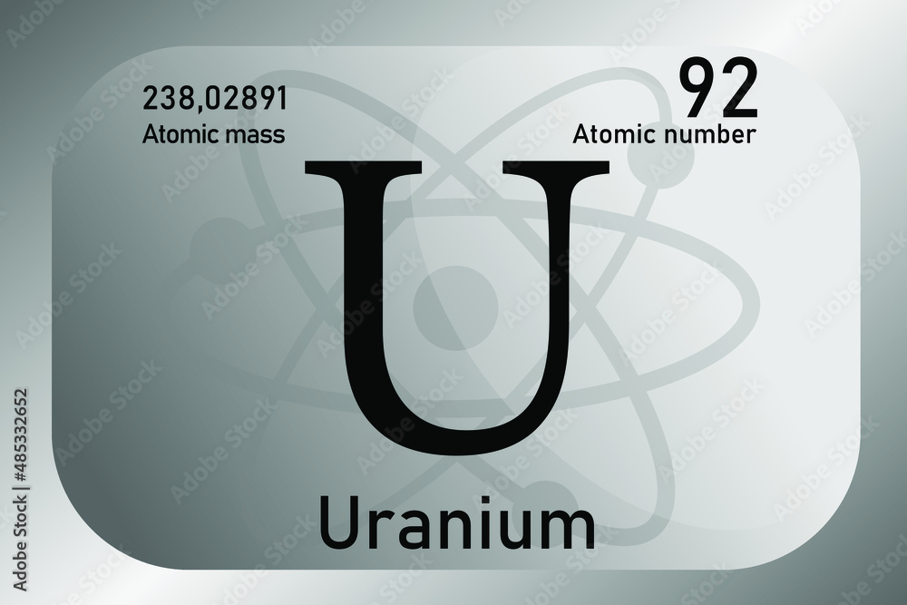 Vector illustration of a sign, symbol of the uranium atom, an element ...