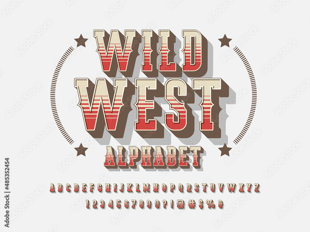 Vintage wild west western alphabet design with uppercase, lowercase ...