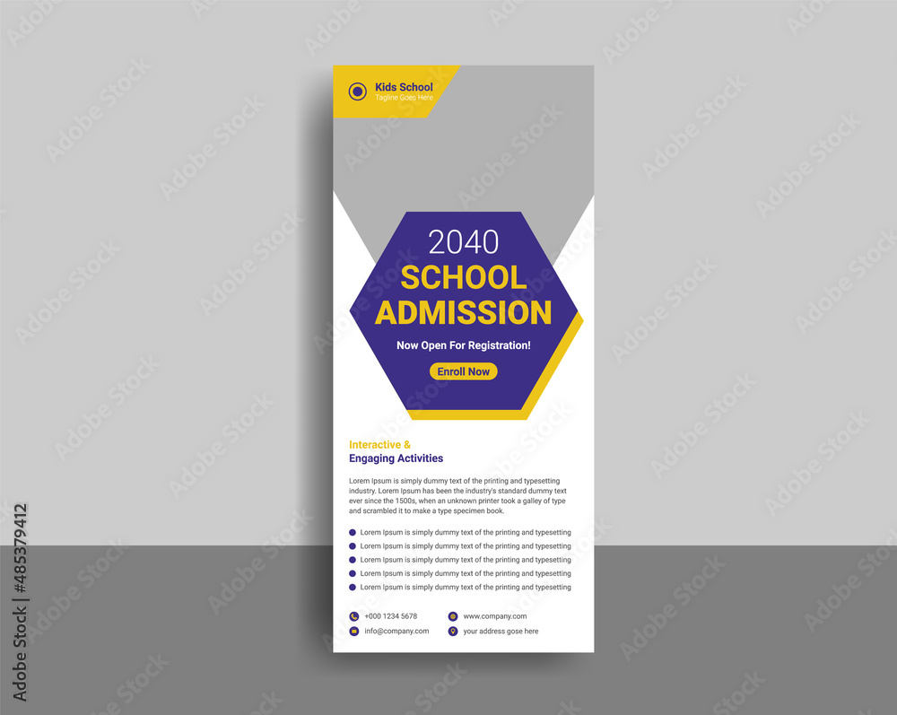 School Education Rack Card Design Template For Kids. Junior School ...